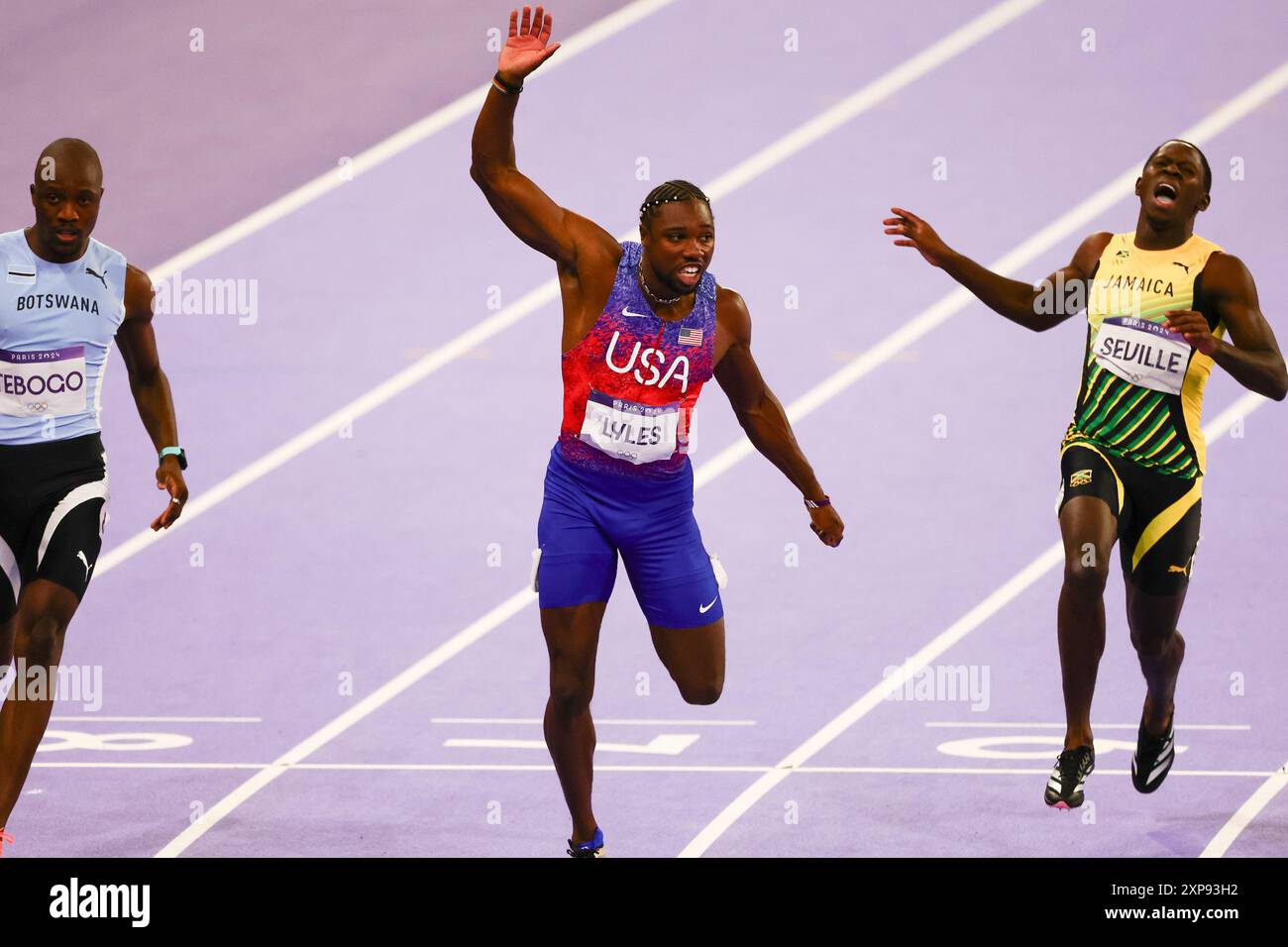 Paris, France, 4 August, 2024. Noah Lyles of USA wins Gold during the ...