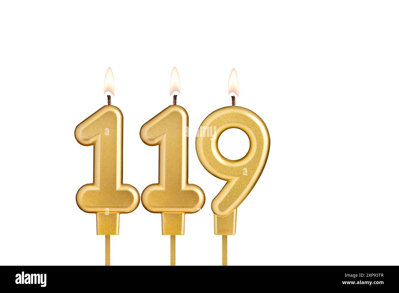 Birthday candle number 119 on white background Stock Photo - Alamy