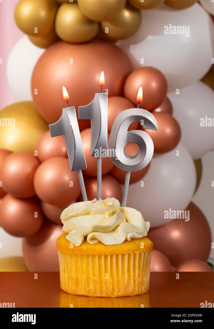 Birthday candle number 116 - Celebration balloons background Stock ...