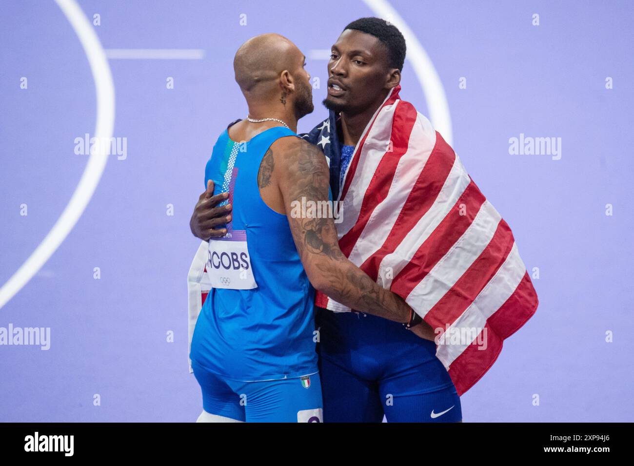 Fred Kerley (USA) Bronze medal and Lamont Marcell Jacobs (ITA ...