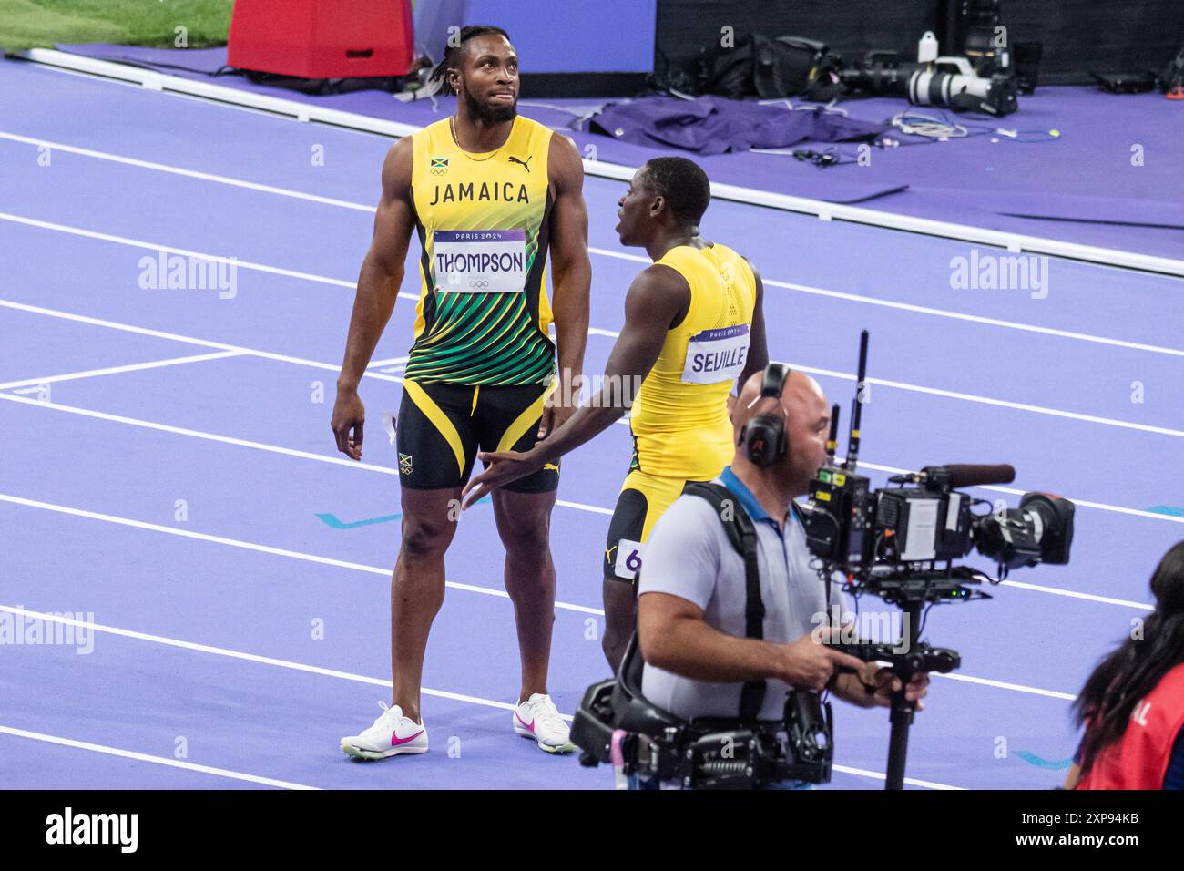 Kishane Thompson (JAM) Silver medal, Athletics, Men's 100m Final during ...
