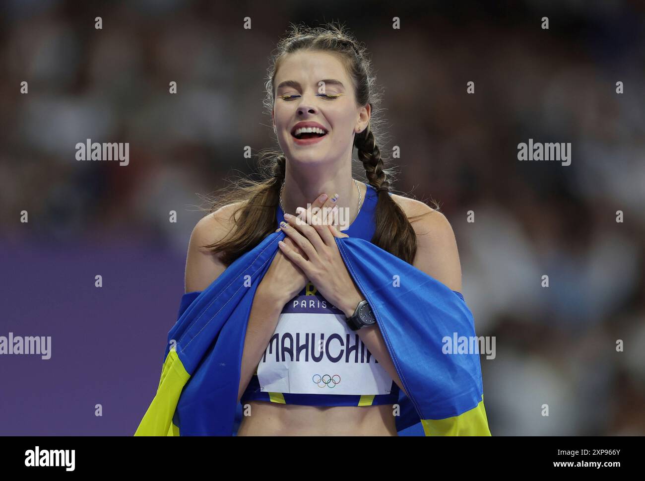 MAHUCHIKH Yaroslava of Ukraine reacts after winning the gold medal in ...