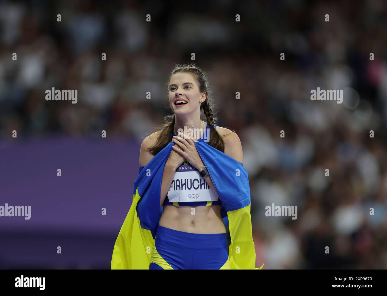 MAHUCHIKH Yaroslava of Ukraine reacts after winning the gold medal in ...