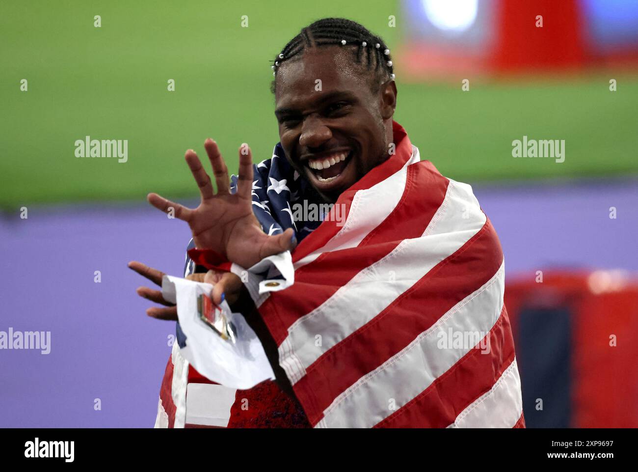 Paris, France. 4th Aug, 2024. Paris Olympics: Athletics. Gold medalist ...