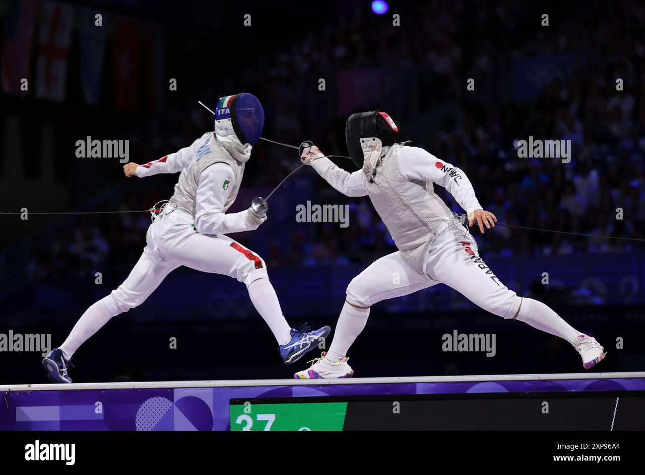 Paris, France. 4th Aug, 2024. (R) Yudai Nagano (JPN) Fencing : Men's ...