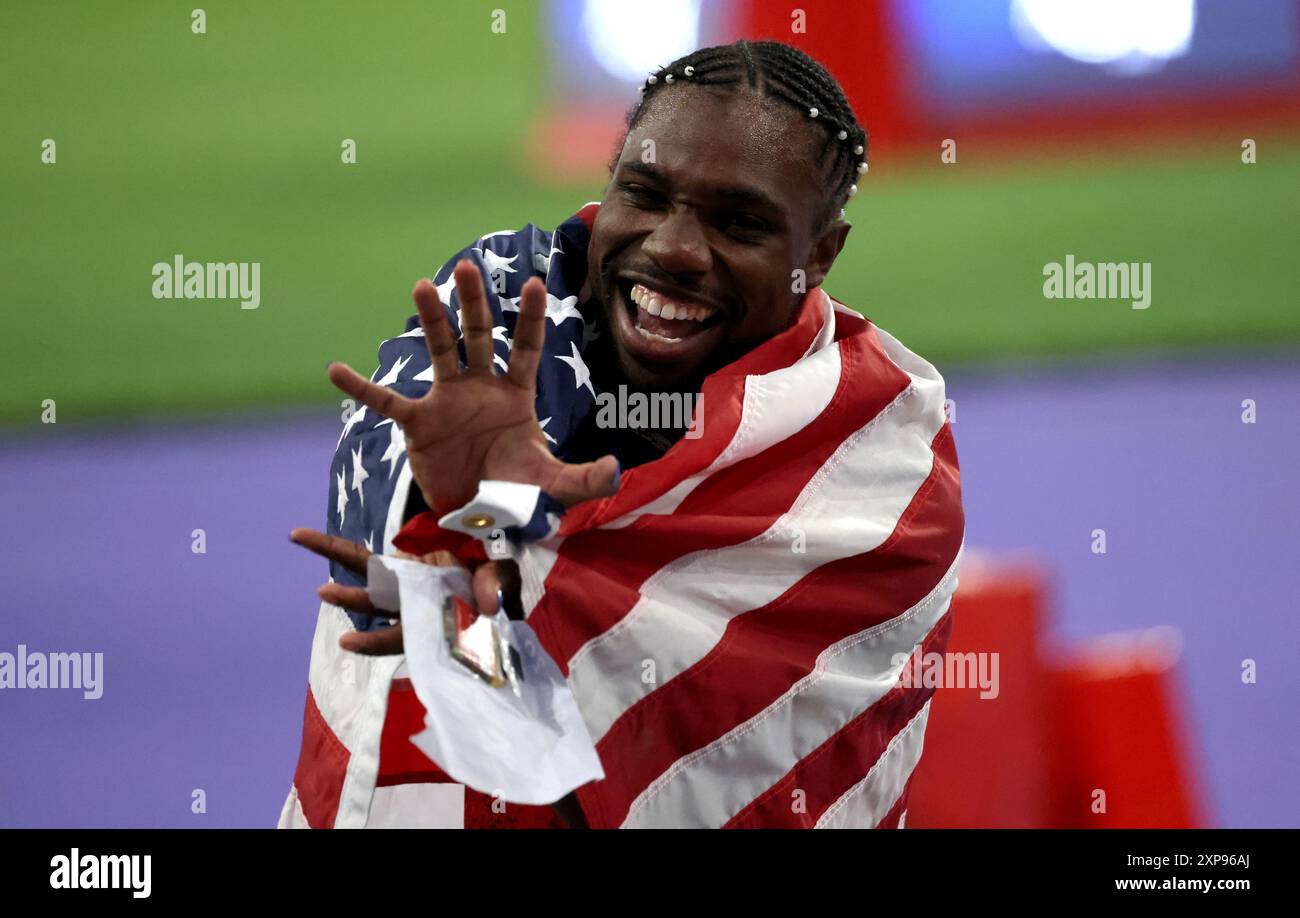 Paris, France. 4th Aug, 2024. Paris Olympics: Athletics. Gold medalist ...