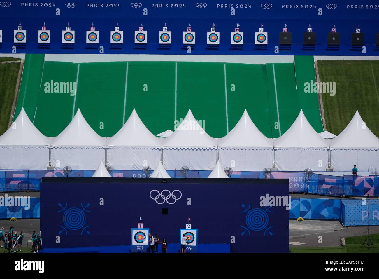 Paris, France. 4th Aug, 2024. The Archery venue can be seen from atop ...