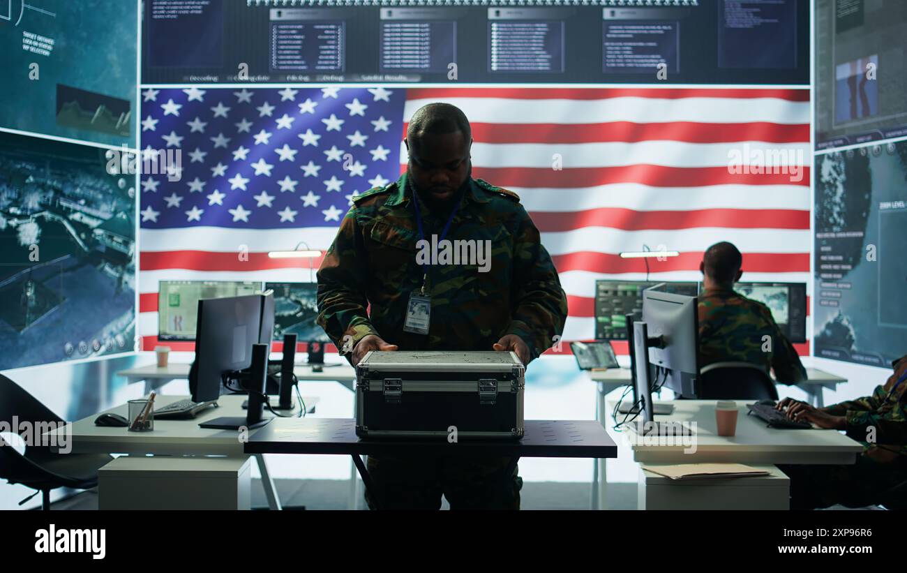 American military officers in cyber command center protect state ...