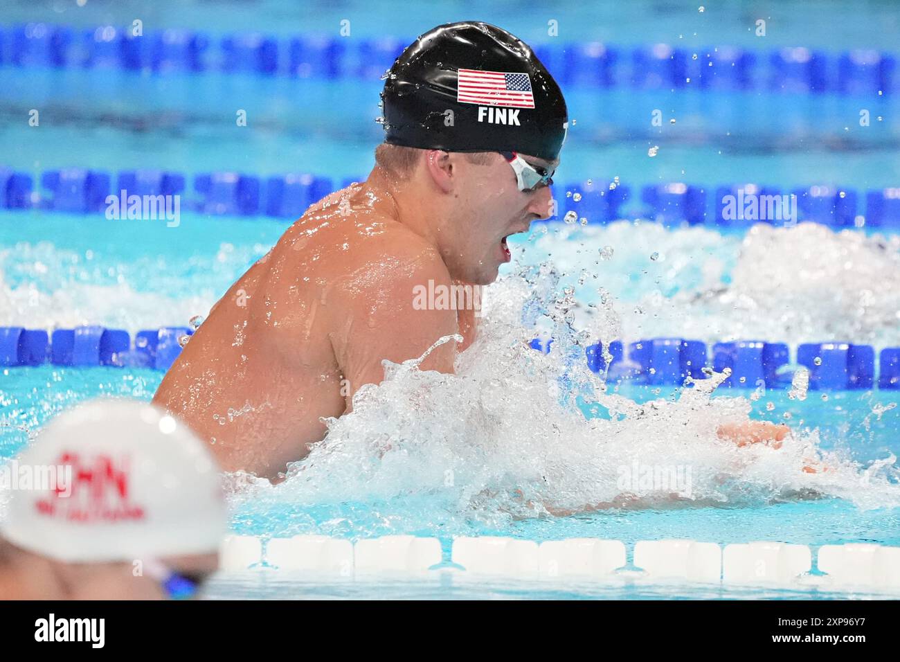 Paris, France. 04th Aug, 2024. Nic Fink of the USA, swims the ...