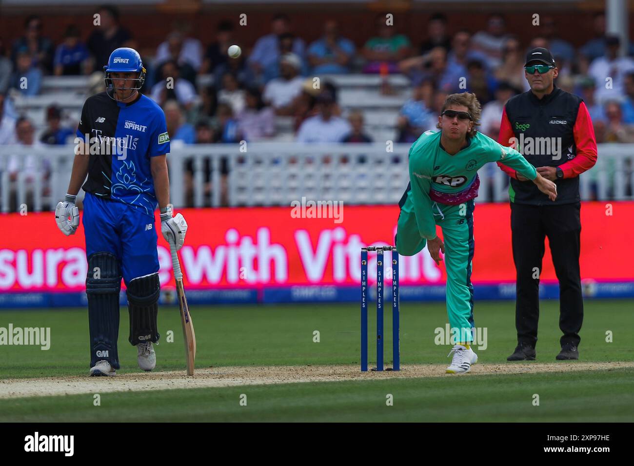 Adam Zampa of Oval Invincibles bowls during the The Hundred match ...