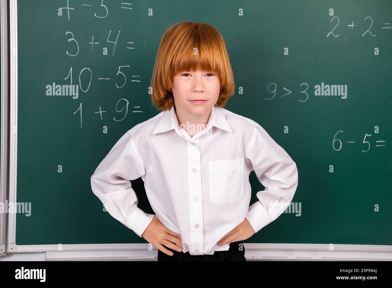 Photo of cute little schoolboy diligent suspicious annoyed pose dressed ...