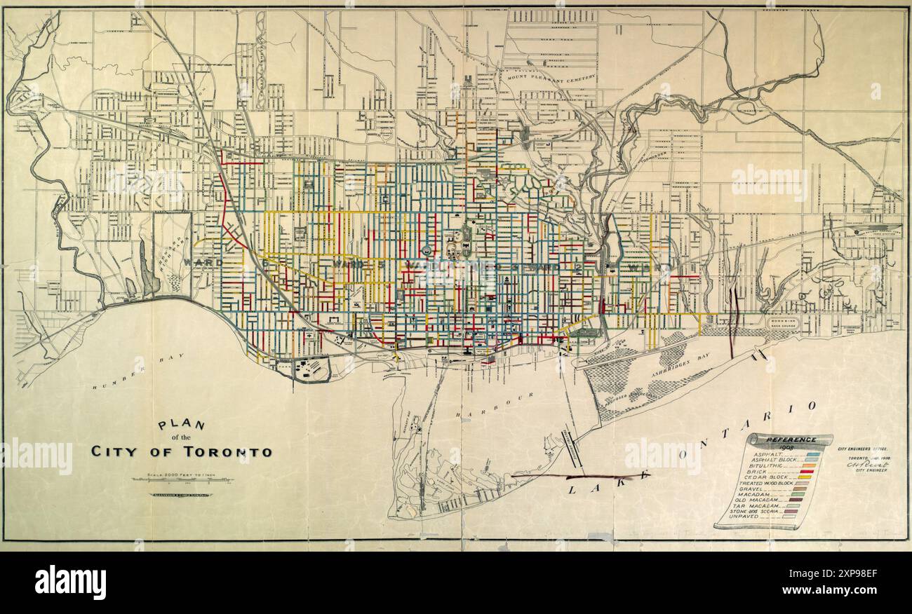 Vintage Street Map. Plan of City of Toronto, 1908 Stock Photo - Alamy