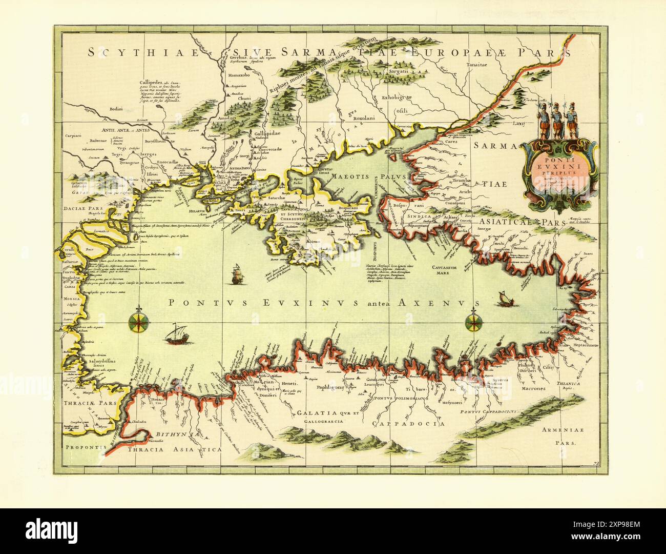 Vintage Illustrated Map. 17th-century map of the Black Sea area by ...