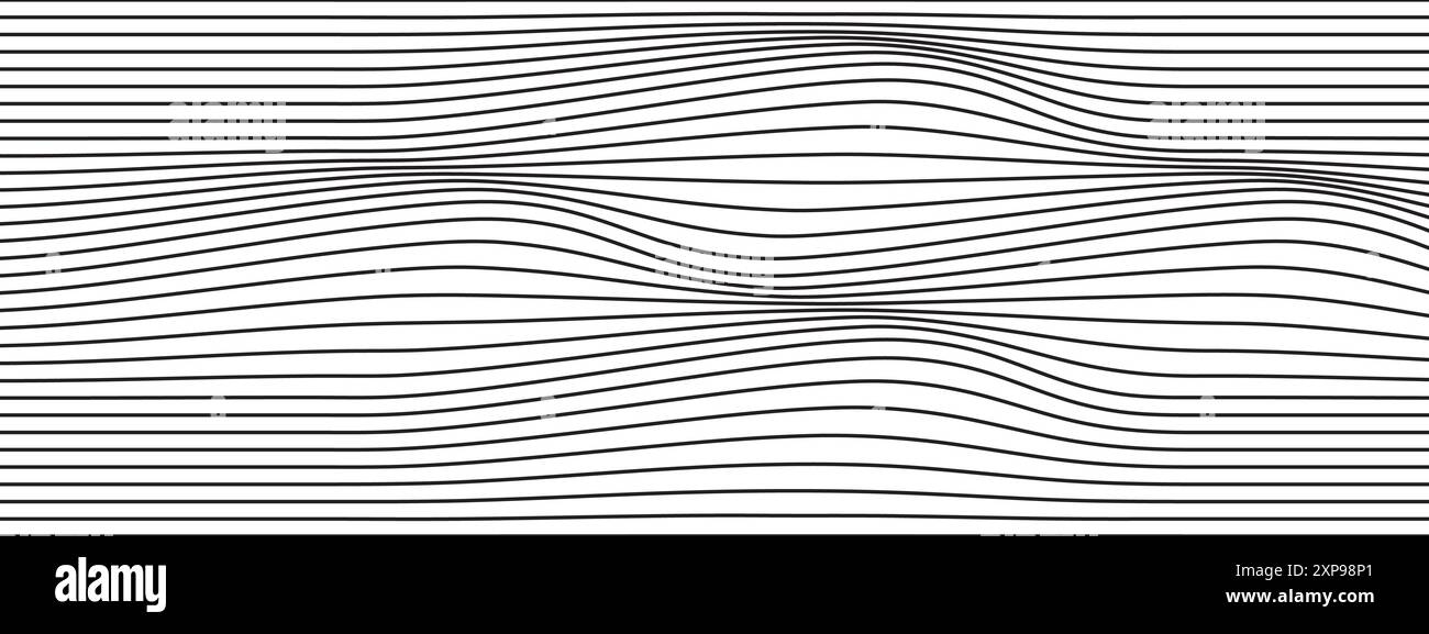 Black undulated lines on white background. Winding stripes pattern ...