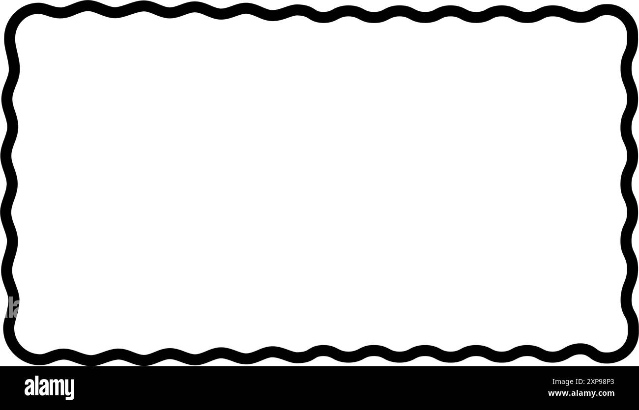 Empty rectangular frame with curvy edges. Rectangle shape with scalloped borders. Picture or ...