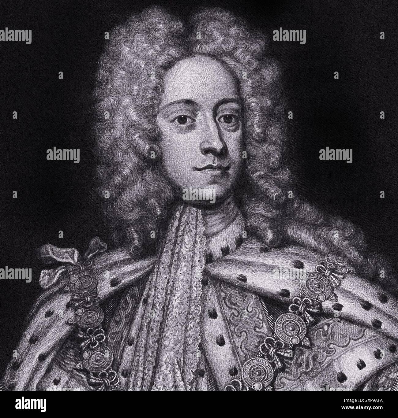 Engraving of King George II as Prince of Wales by G. Vertue After G ...