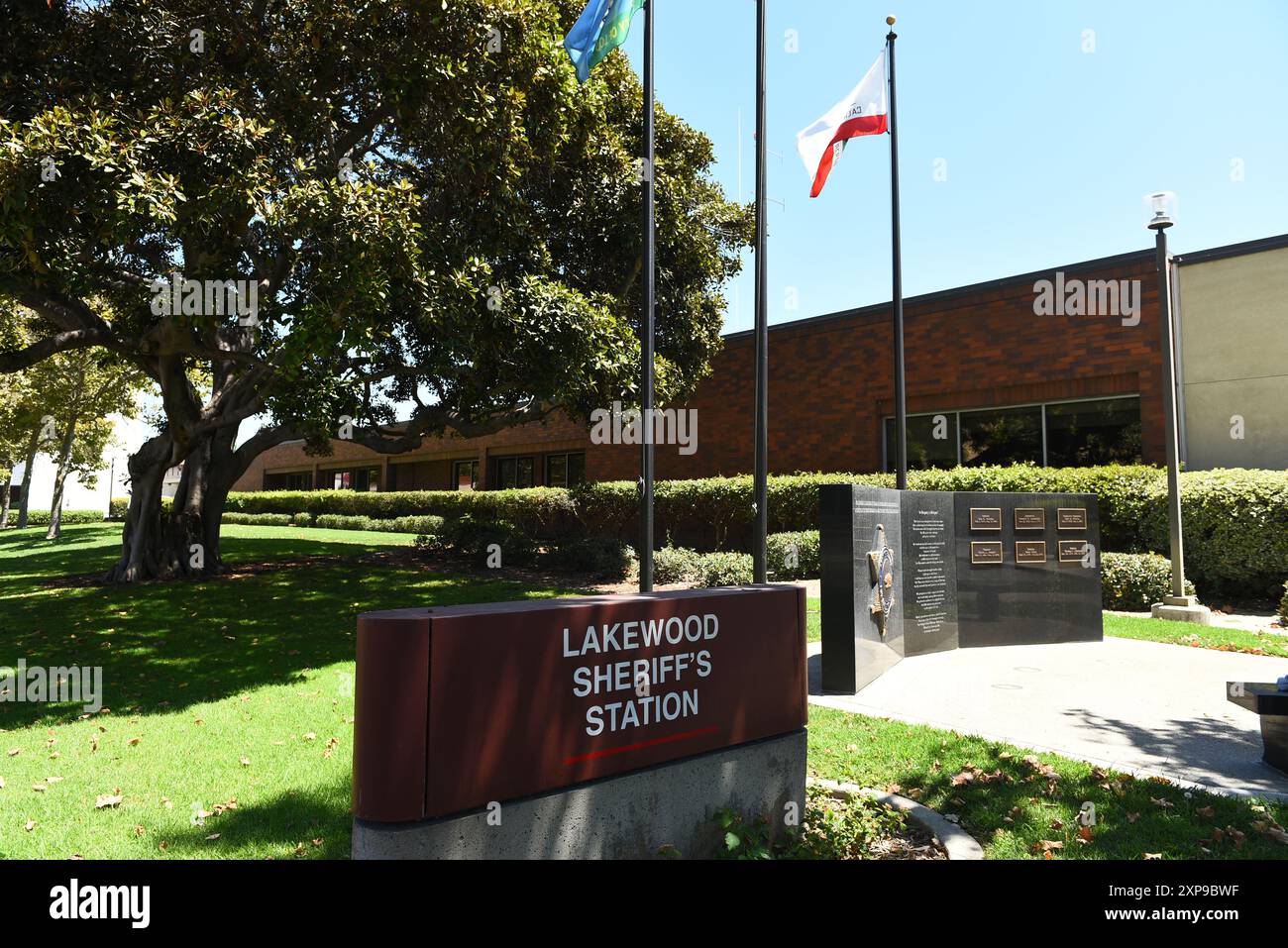 LAKEWOOD, CALIFORNIA - 28 JULY 2024: Sign for the Lakewood Sheriffs ...