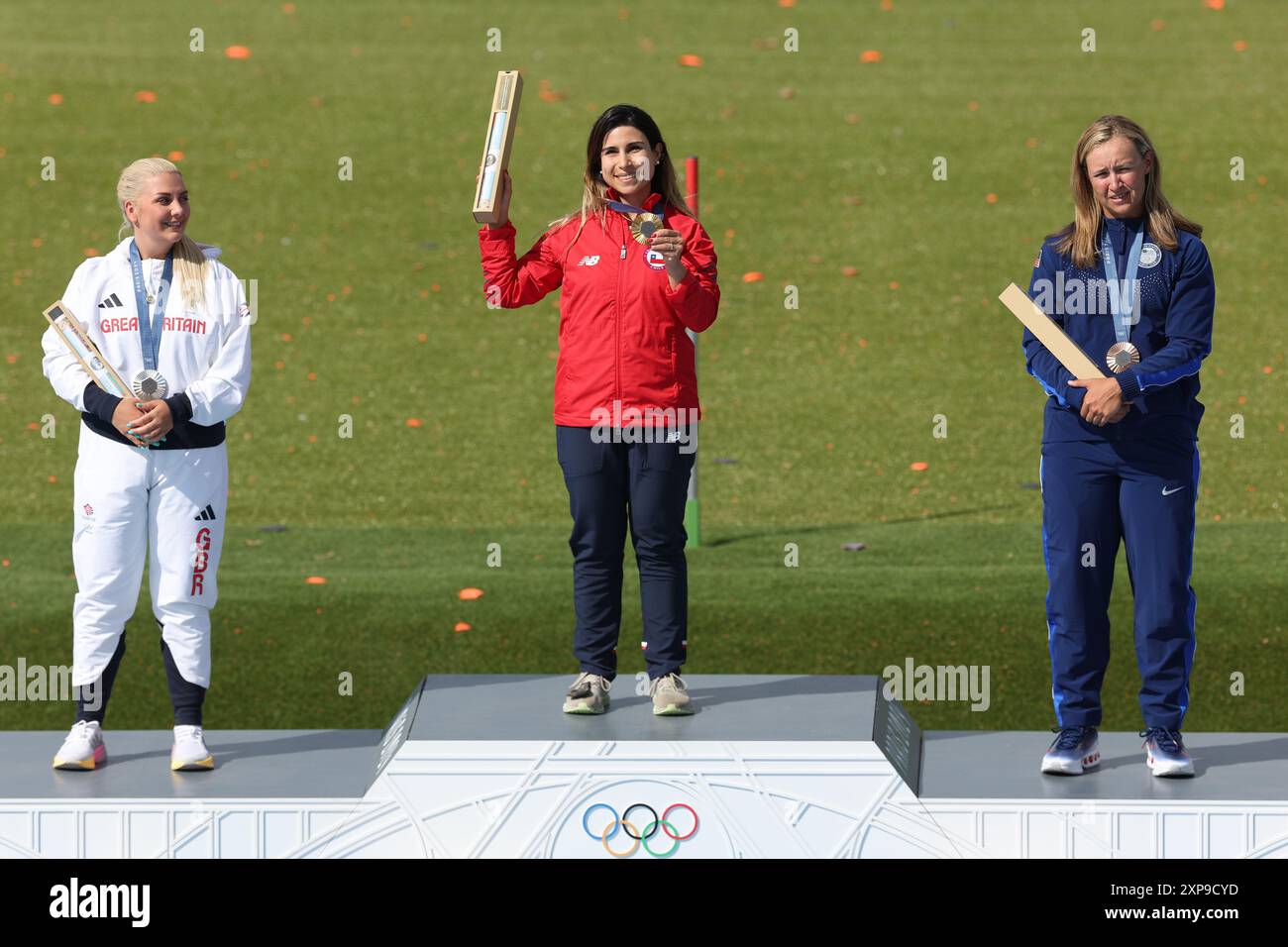 Chateauroux, France. 4th Aug, 2024. Gold medalist Francisca Crovetto ...