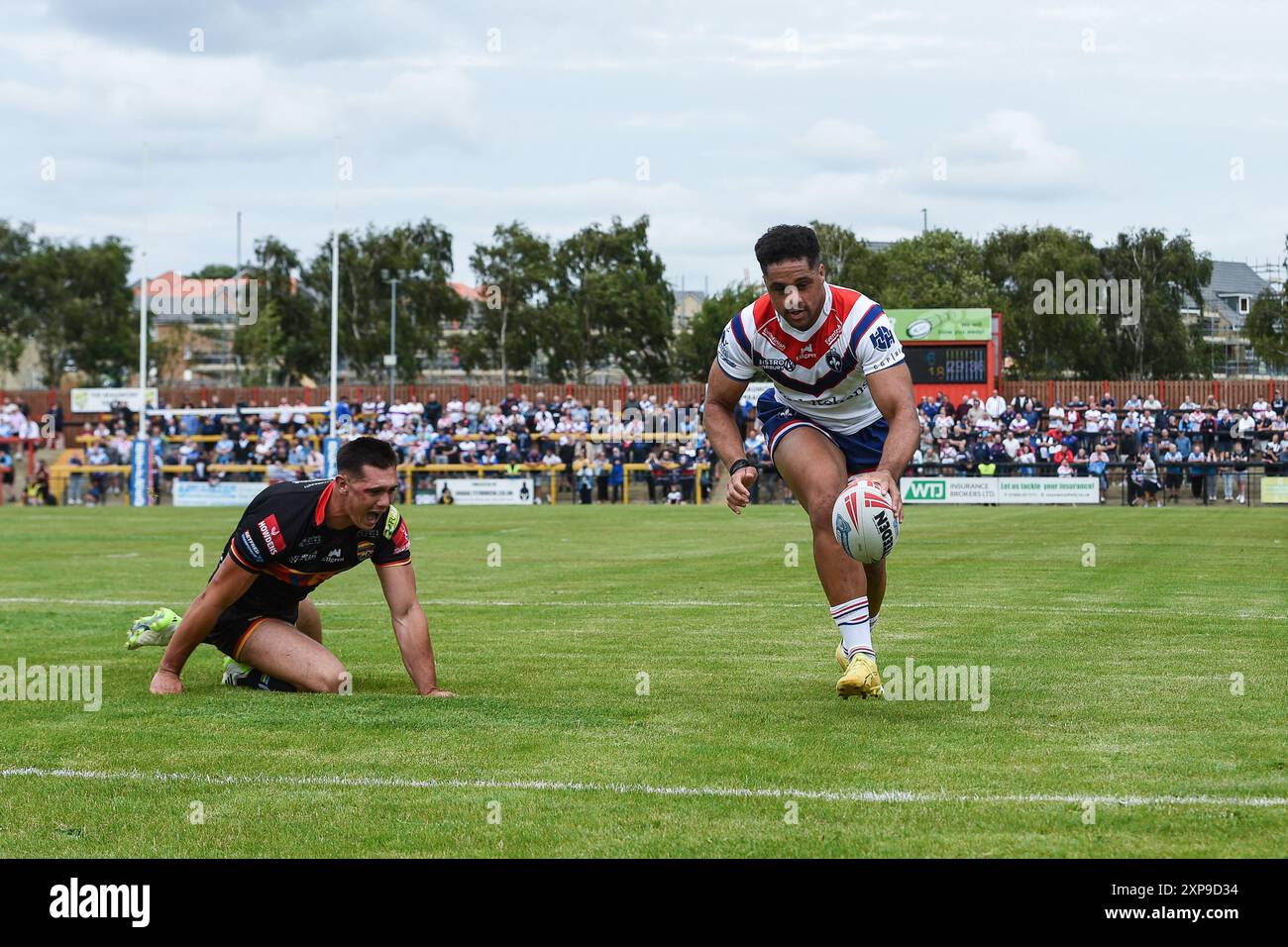 Dewsbury, England - 4th August 2024 - Wakefield Trinity's Derrell ...