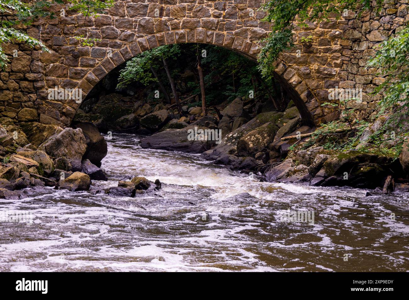 Bridge over Waterfall River Stock Photo - Alamy
