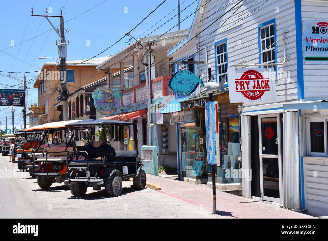 Cute shops along Barrier Reef Drive, aka Front Street, in downtown San ...