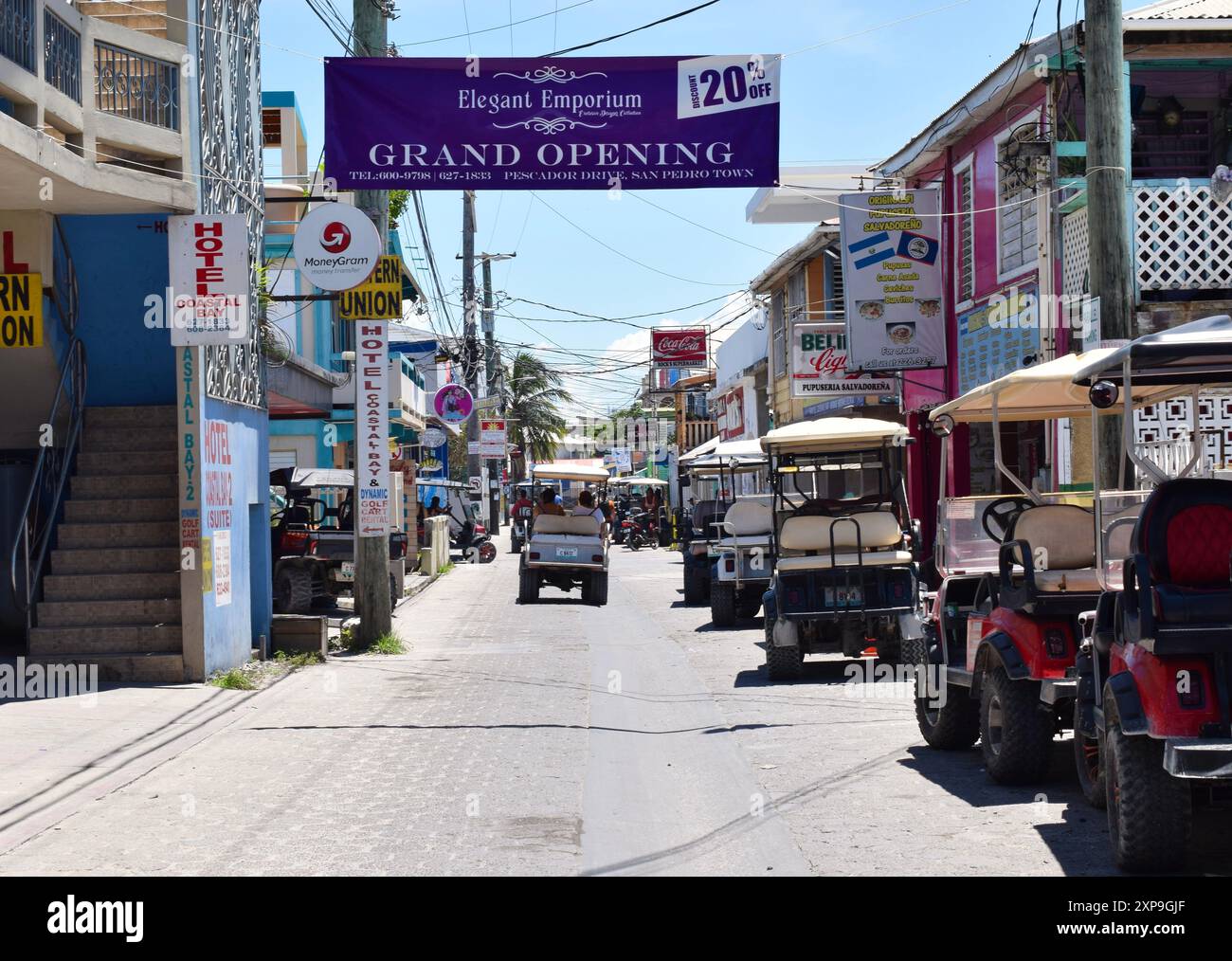 Middle Street, aka Pescador Drive, in San Pedro Town on Ambergris Caye ...