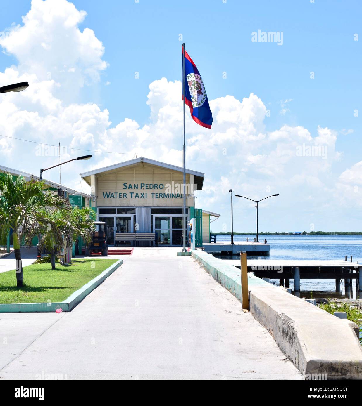 The water taxi terminal on the lagoon side of San Pedro Town on ...