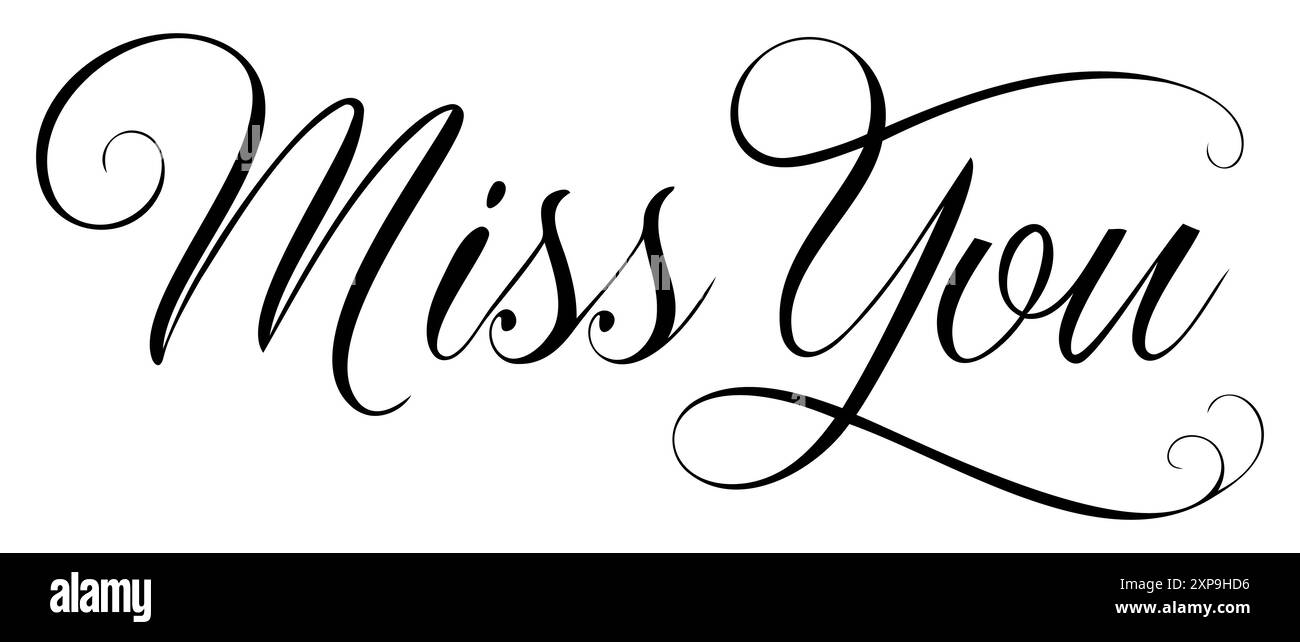 Miss you, hand lettering phrase, poster design, calligraphy vector ...
