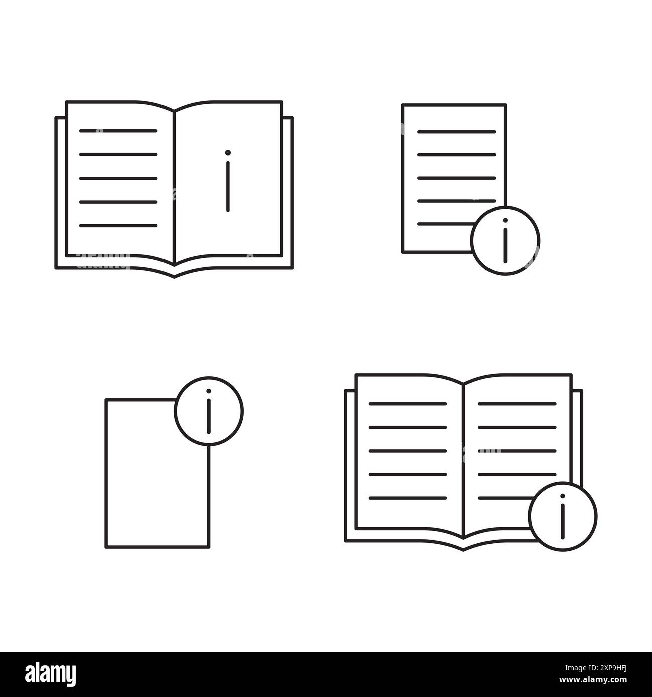 Book icons set. Simple line drawings. Information symbols. Vector ...