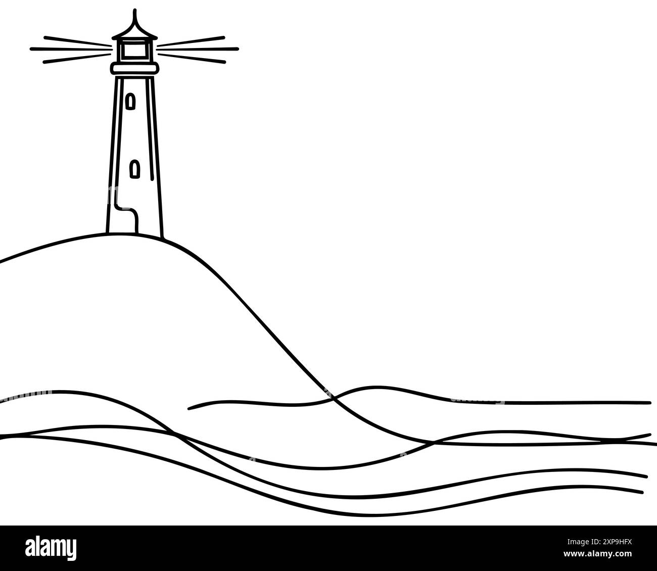 Continuous one line drawing of lighthouse tower. Vector illustration ...