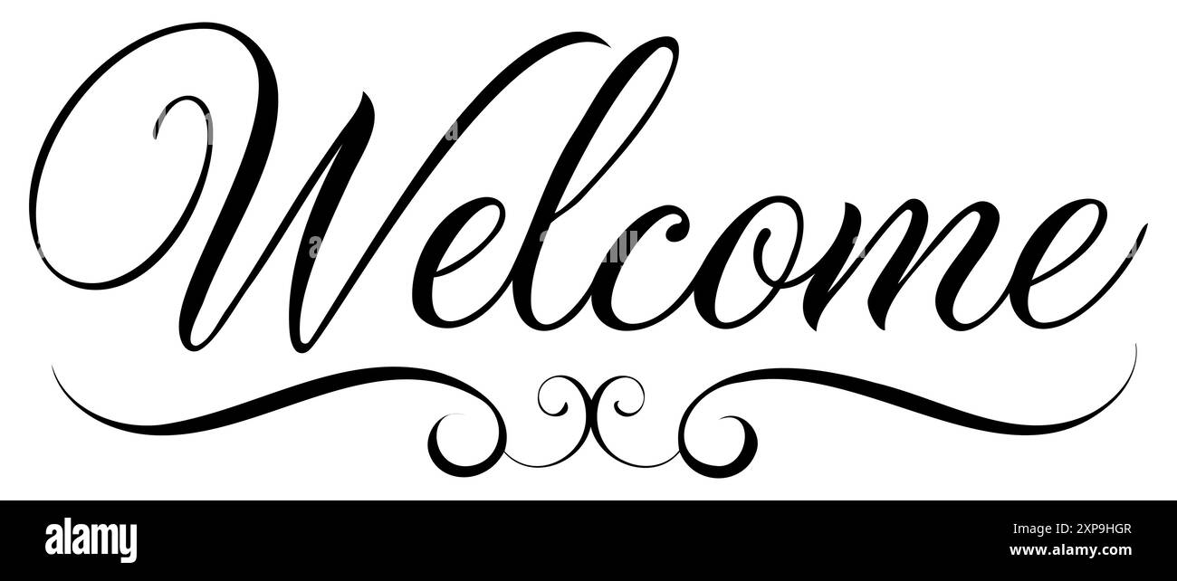 Welcome handwritten lettering isolated on white background. Calligraphy ...