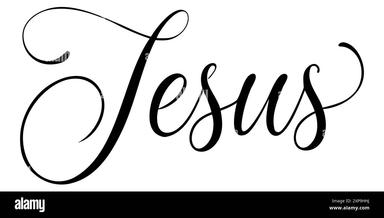Jesus - Handwritten inscription in calligraphic style on a white ...