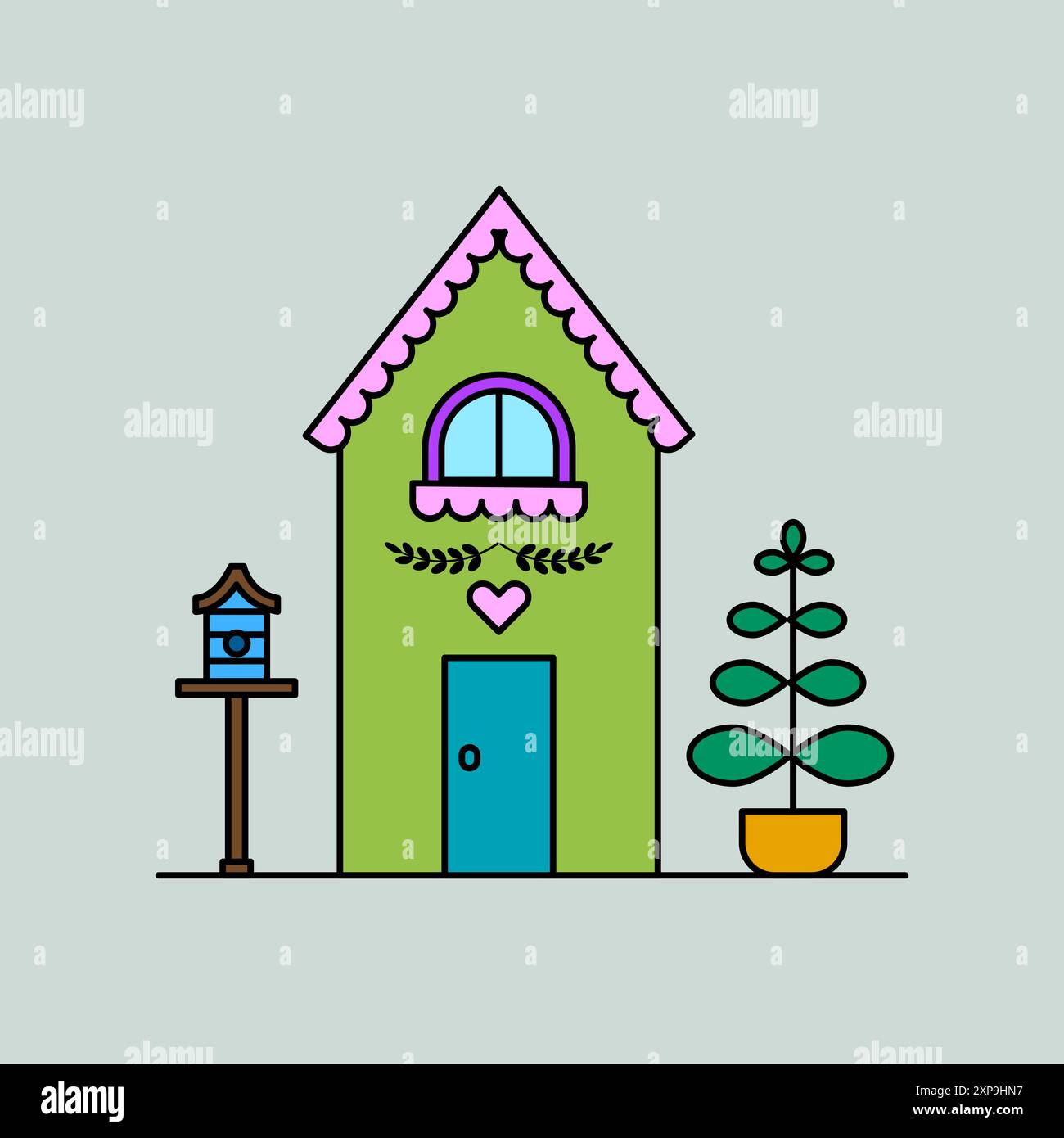 Cute house illustration. Colorful simple design Stock Vector Image ...