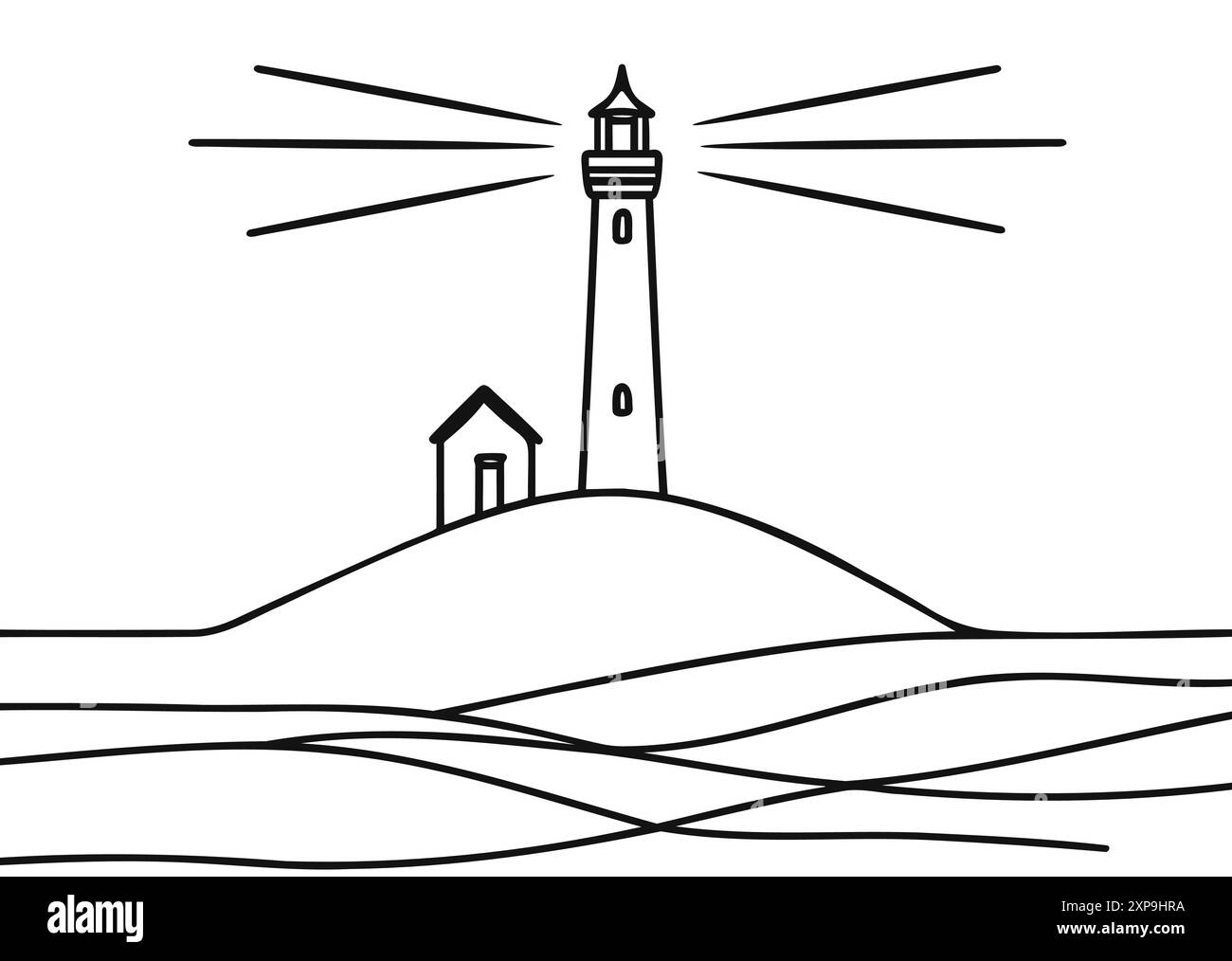 Continuous one line drawing of lighthouse tower. Vector illustration ...