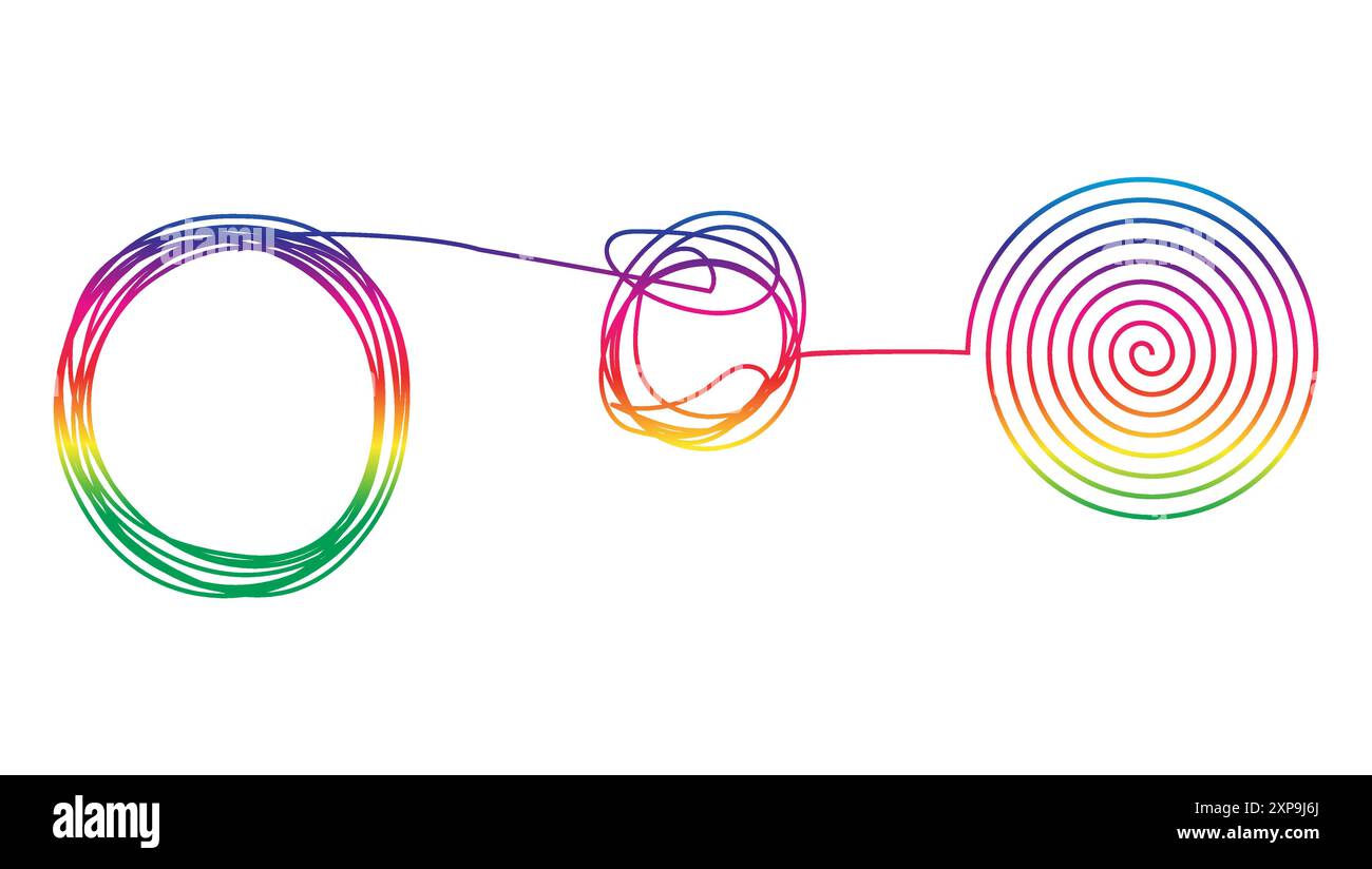 Tangle and untangle, psychotherapy and psychology concept problems ...