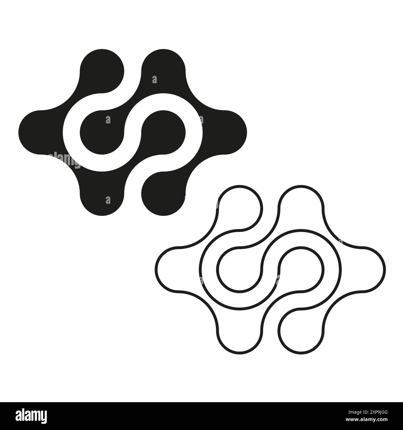 Abstract network symbols. Curved line icons. Vector connection shapes ...