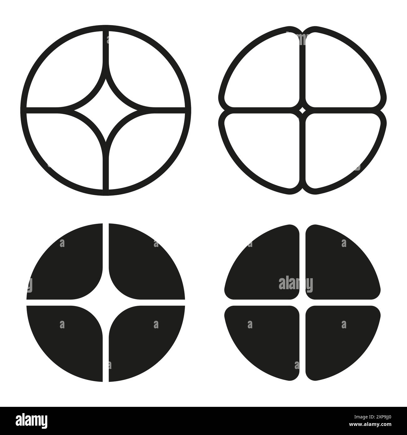 Abstract circle icons. Geometric line patterns. Minimalist round shapes. Vector design Stock ...