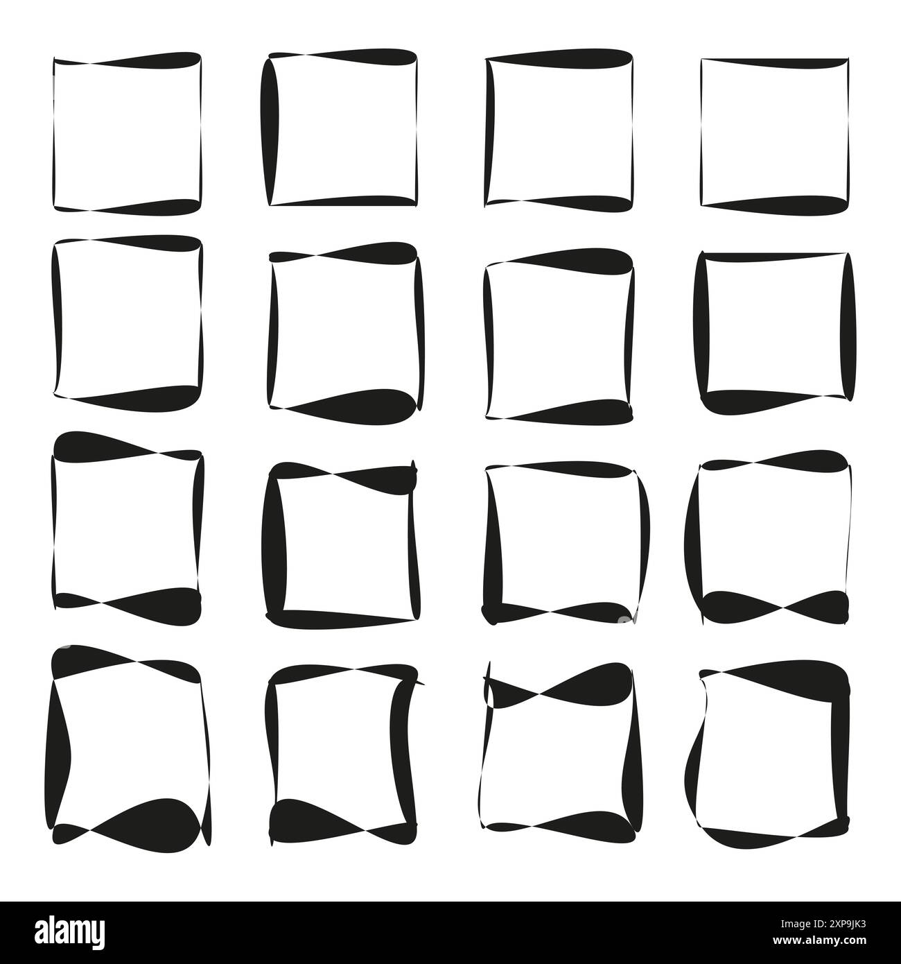 Abstract square frames set. Black and white vector borders. Various ...