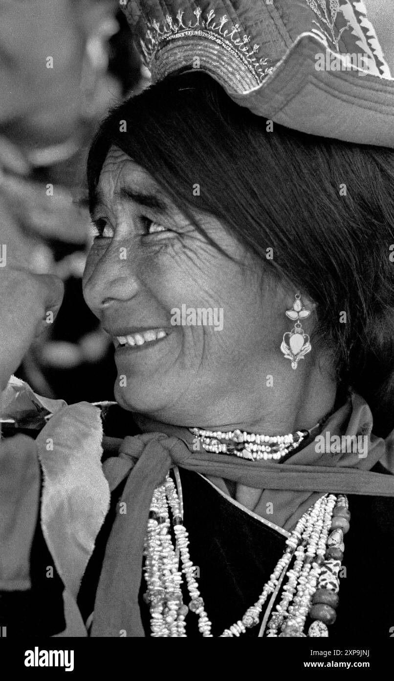 Ladakhi woman wearing traditional dress come to see the Cham dances at ...