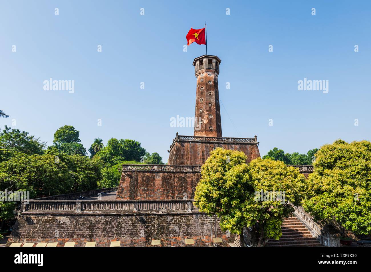 Hanoi flag tower with Vietnamese flag on top in Hanoi, Vietnam. It's ...