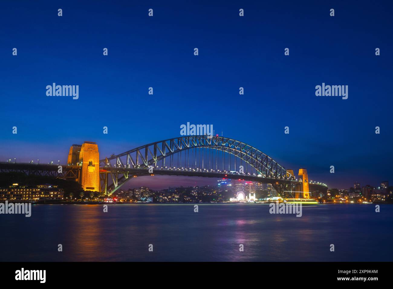 Night scene of Sydney harbour bridge located in Sydney, New South Wales ...