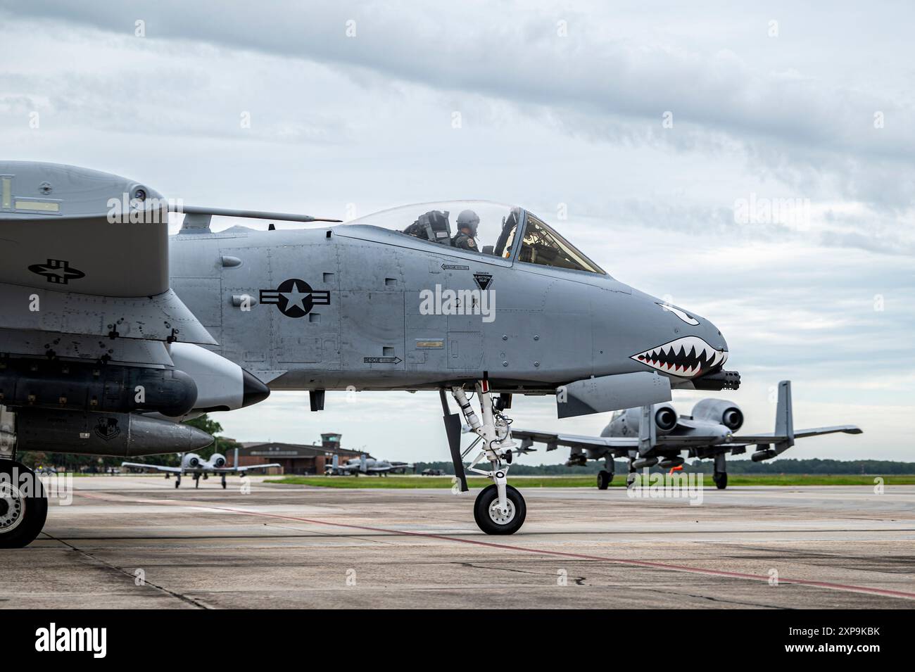 A-10C Thunderbolt II aircraft taxi on the flightline at Moody Air Force ...