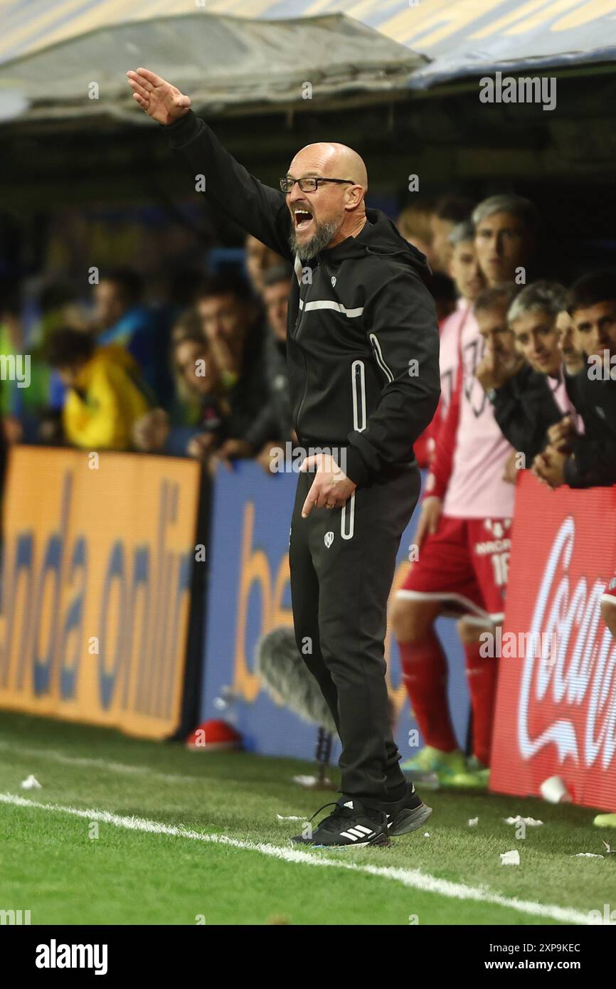 Barracas Central's Uruguayan team coach Alejandro Orfila gestures ...