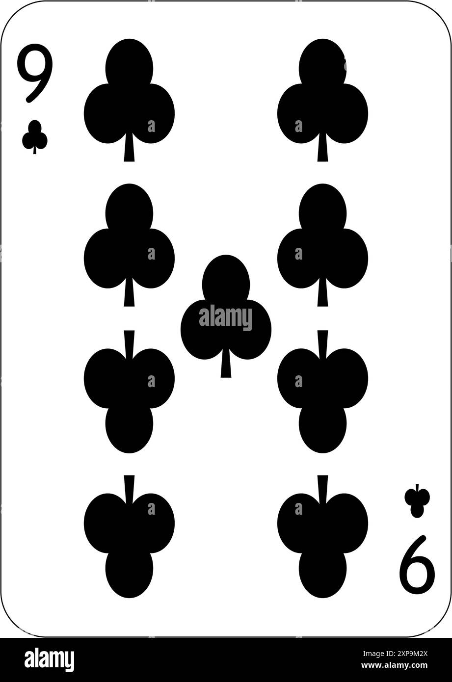 9 of clubs. One playing card, illustration Stock Photo - Alamy