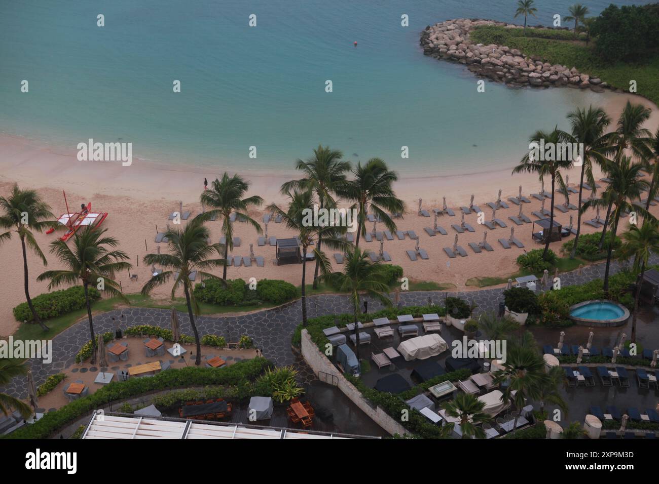 Aerial view of beach and ocean lagoon at Ko'Olina, Oahu, Hawaii Stock ...
