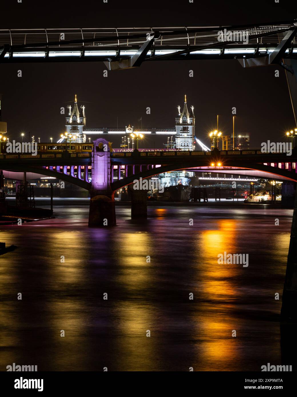 London Bridges at Night Stock Photo - Alamy