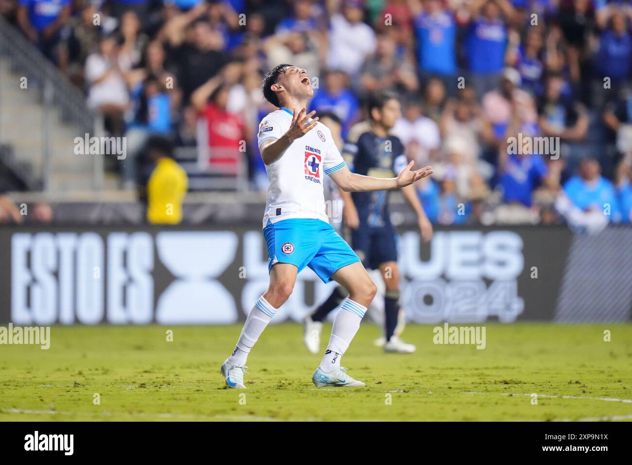 August 04, 2024: Cruz Azul Midfielder Alexis Gutierrez (14) reacts ...