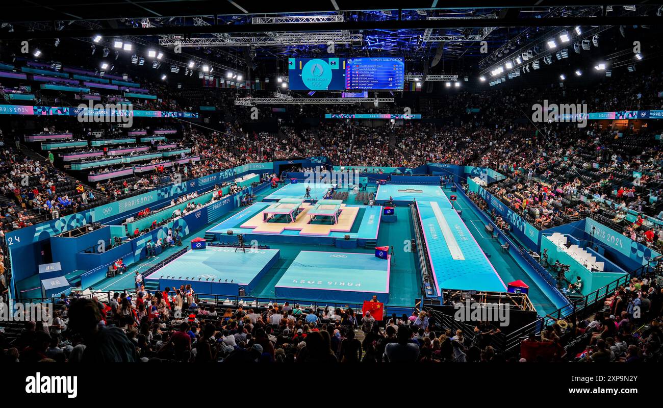 Paris, France - Aug 2, 2024 : General view of the trampoline ...