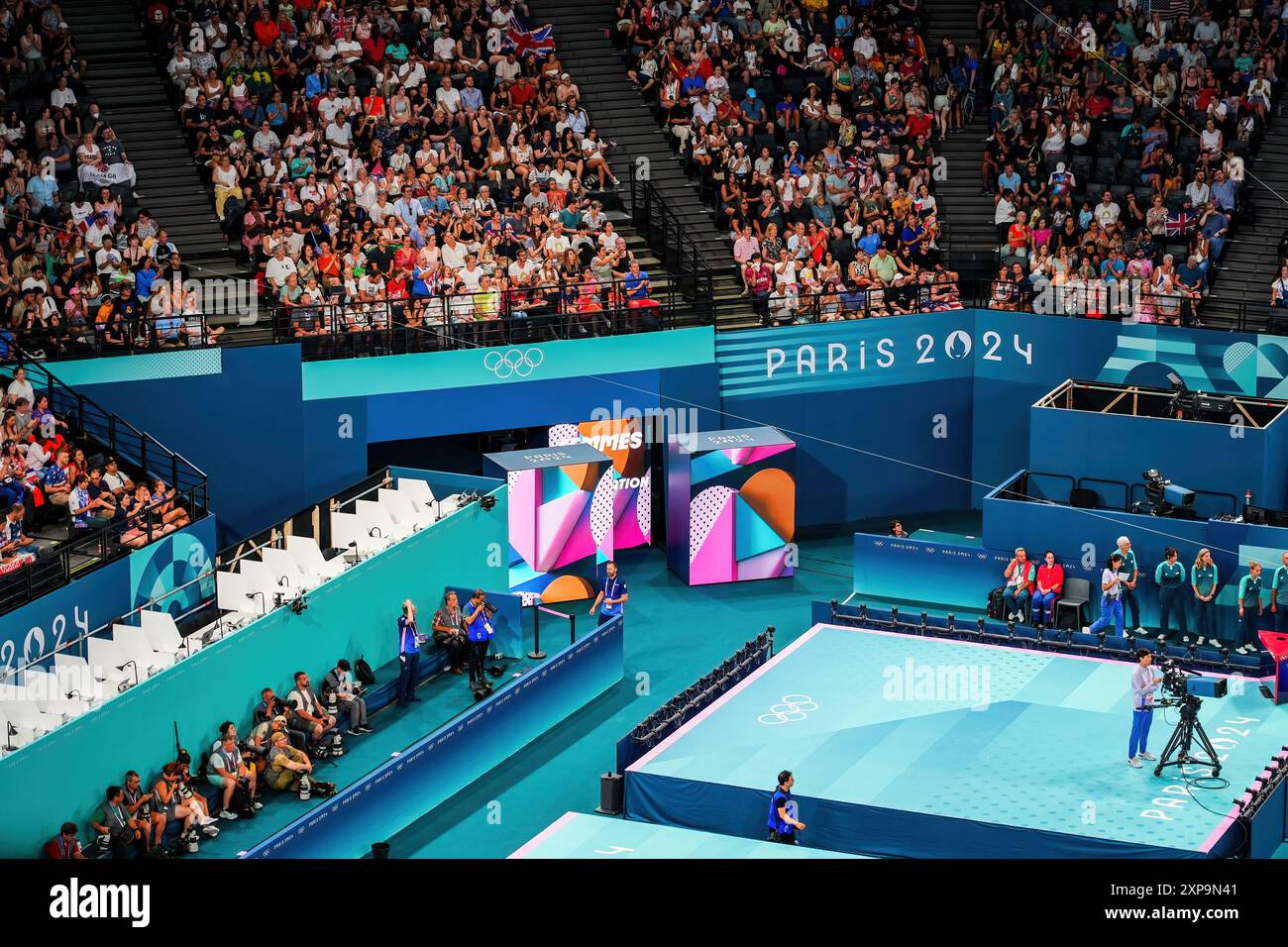 Paris, France - Aug 2, 2024 : Corner of the Bercy Arena during the ...