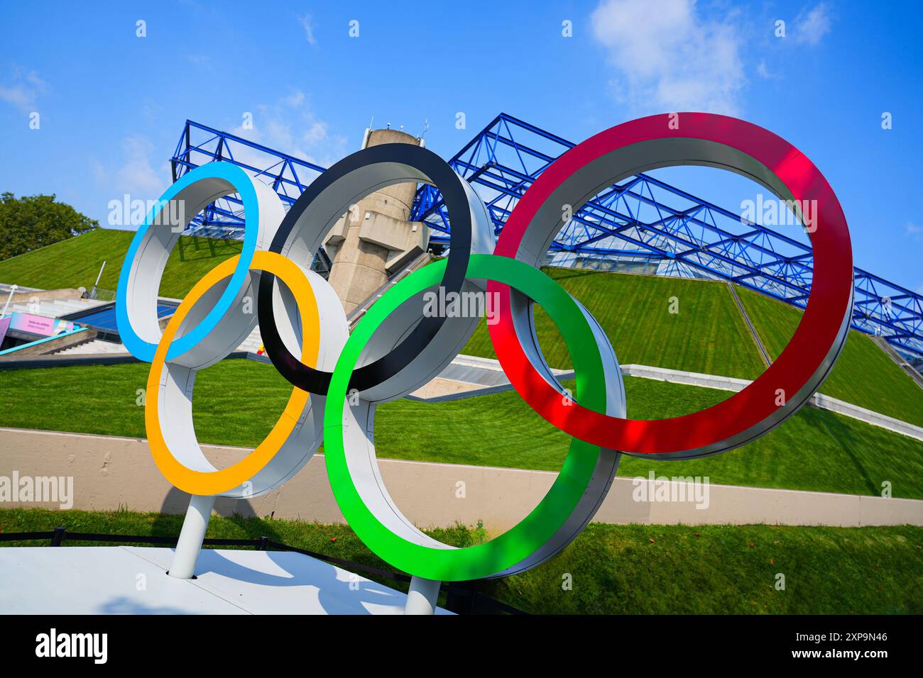 Paris, France - Aug 2, 2024 : Olympic Rings outside the Bercy Arena ...